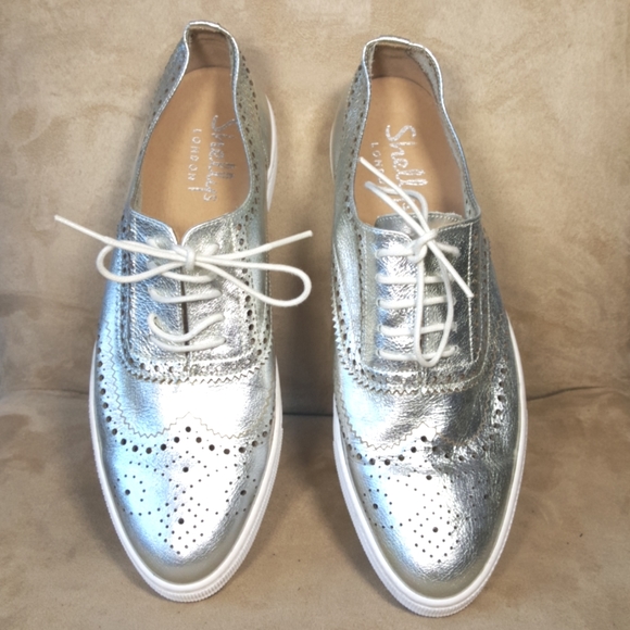 Shellys London | Shoes | Shellys London Metallic Leather Sneakers ...